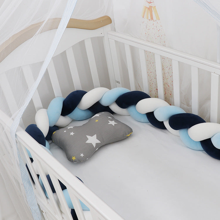 Braided Baby Crib Bumper – Soft Knot Cushion Protector – Babyblush