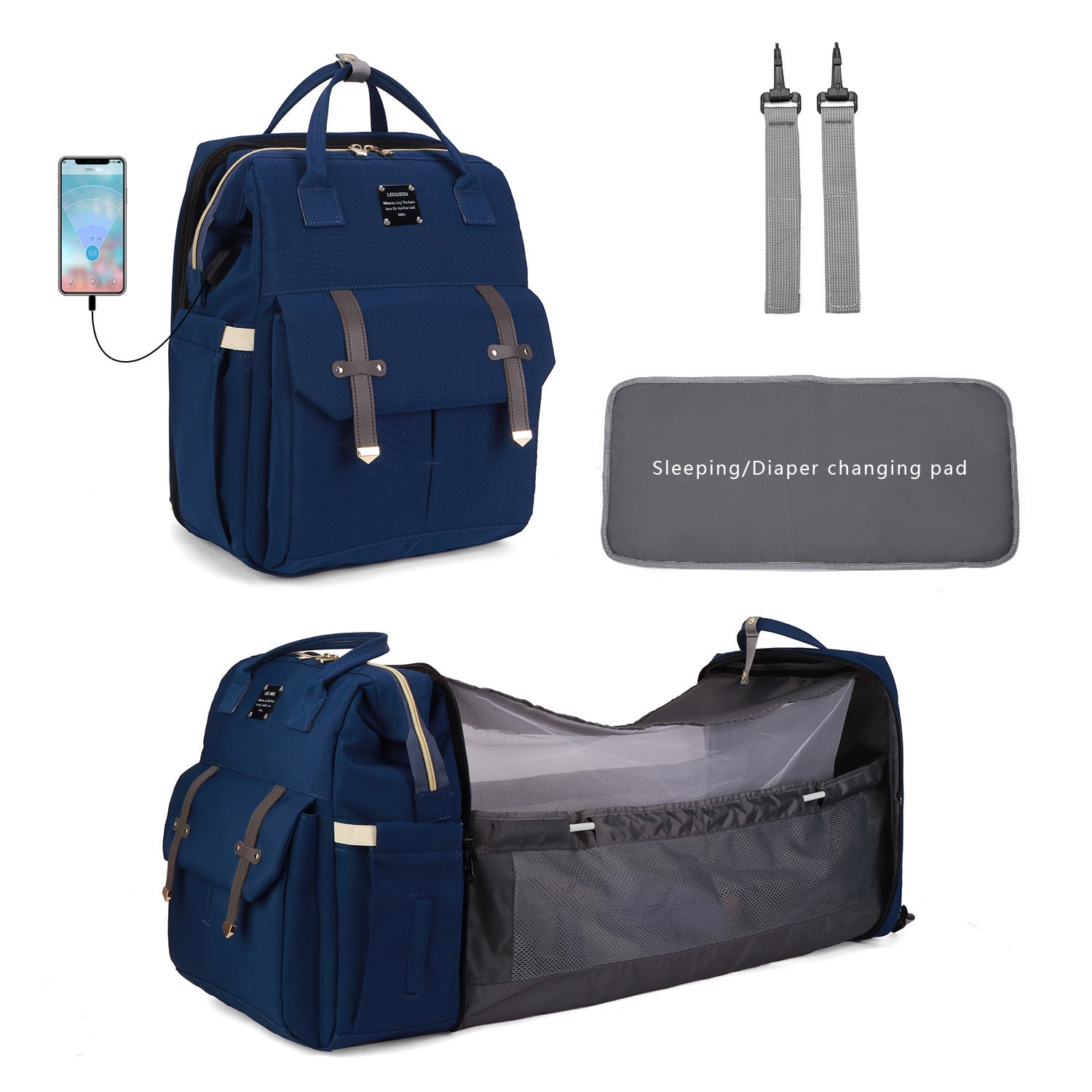 Multifunctional Mommy Backpack with Portable Baby Bed | BabyBlush ...